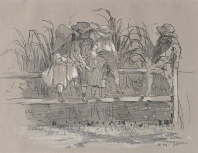 Children Sitting on a Fence by Winslow Homer