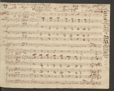 The opening of the autograph manuscript of Mozarts Symphony No.1