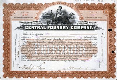 Central Foundry Share Certificate, Brazil