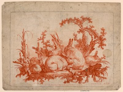 Family of Rabbits by after Jean Baptiste Huet