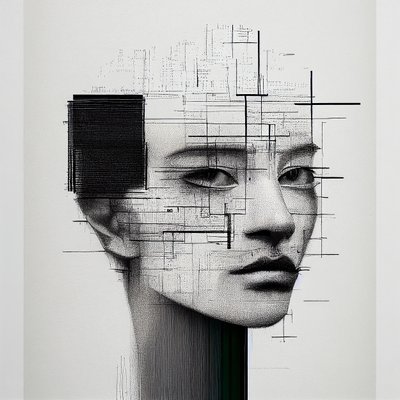 Minimalist Human Face Drawing by F. Abderrahim