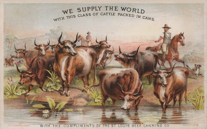 Cowboys on a Cattle Drive, Advertisement for the St Louis Beef Canning ...