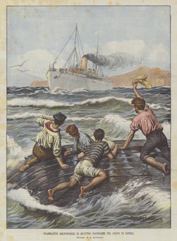 Dramatic Rescue of Four Shipwrecked People in the Gulf of Naples