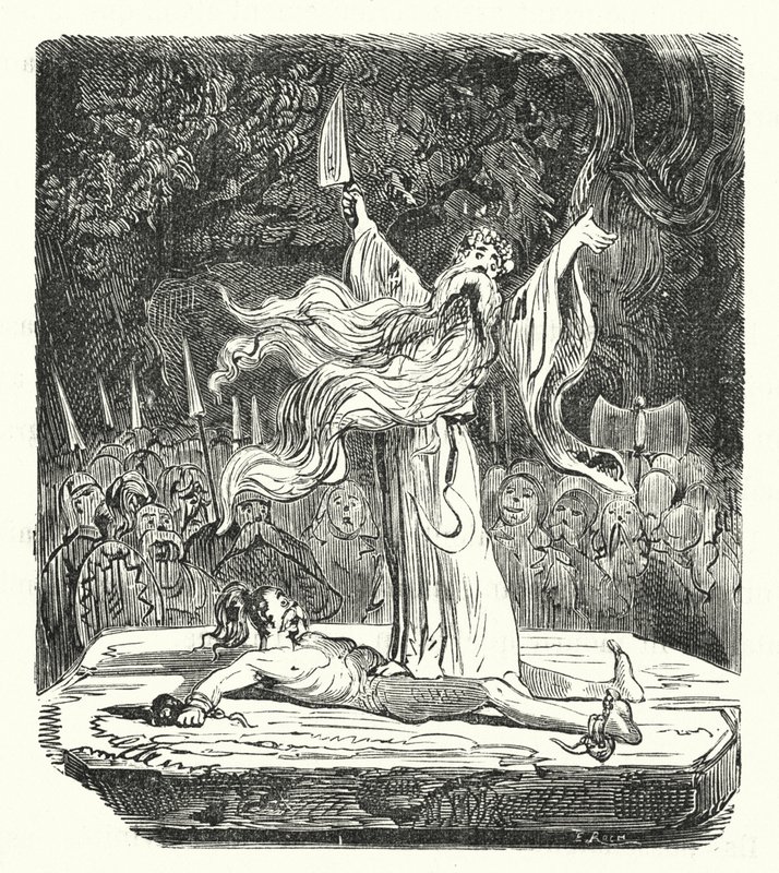 Druid carrying out a human sacrifice by Albert Robida