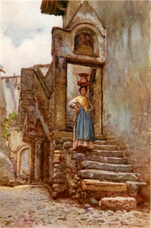 Roman Peasant Carrying Copper Water Pot by Alberto Pisa