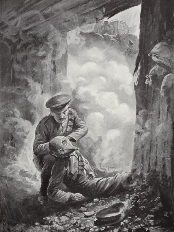 Acting Sergeant John Raynes Putting His Smoke-Helmet on Sergeant Ayres ...