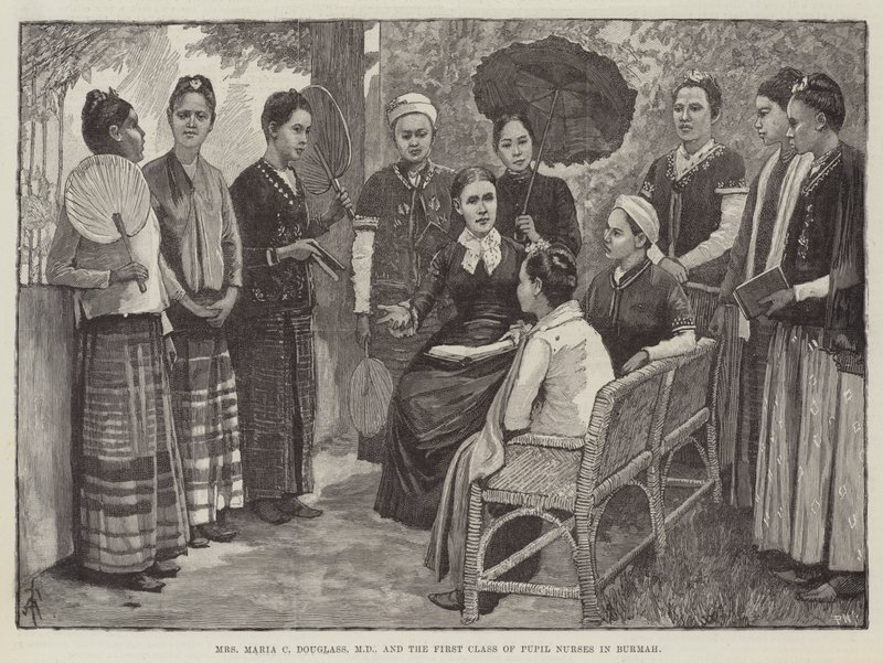 Mrs Maria C Douglass, MD, and the First Class of Pupil Nurses in Burmah