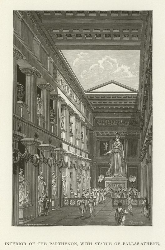 Interior of the Parthenon, with Statue of Pallas-Athene