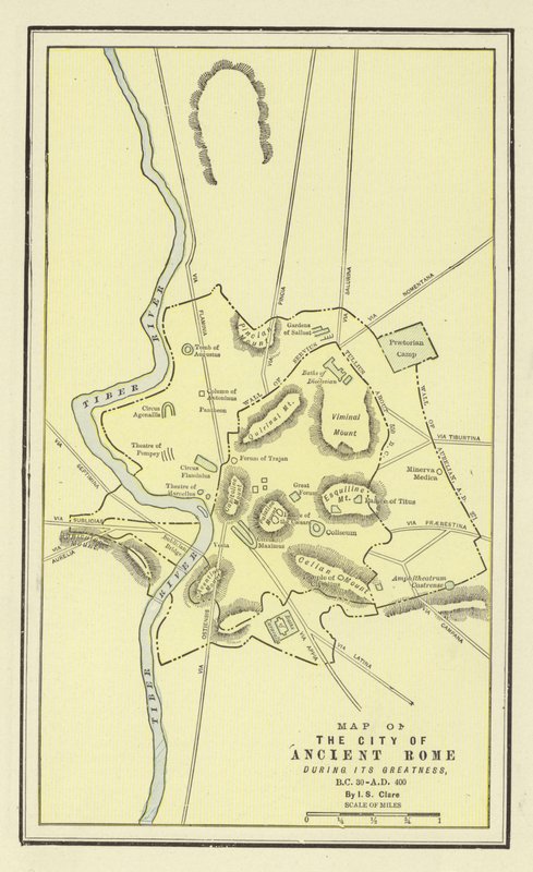 Map of the City of Ancient Rome During Its Greatness, BC 30-AD 400