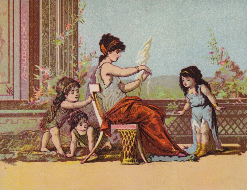 Roman Lady and Children by American School: Fine art print