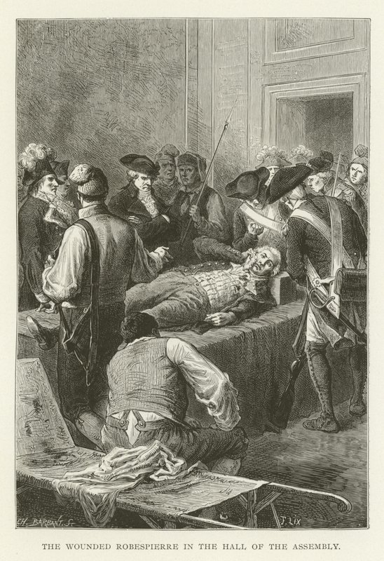 The wounded Robespierre in the Hall of the Assembly