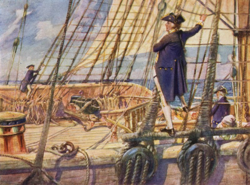 Captain Nelson challenging a Midshipman to race to the masthead