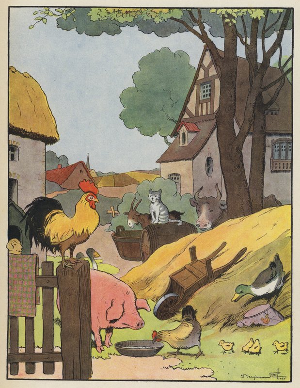 Animals in a Farmyard by Benjamin Rabier: Fine art print