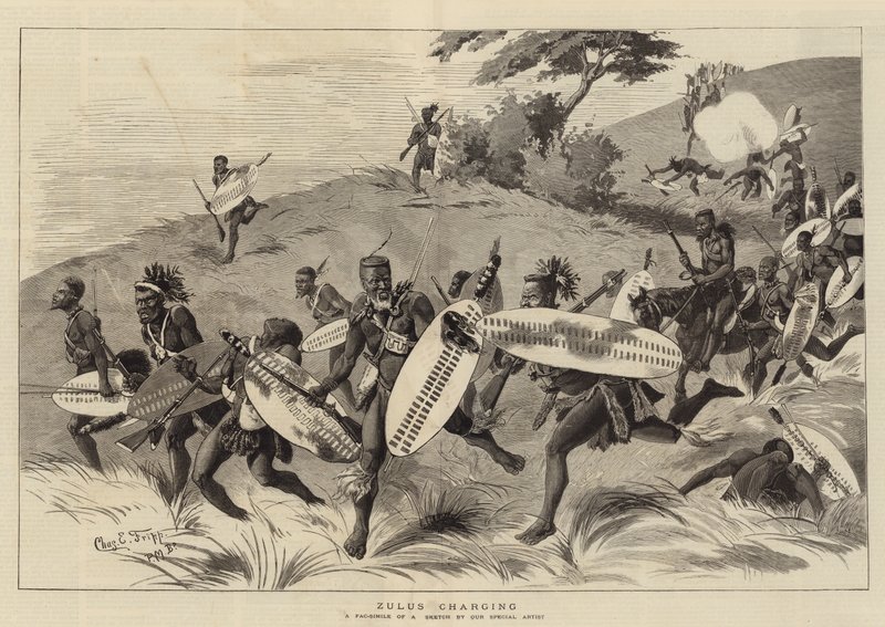 Zulus Charging by Charles Edwin Fripp: Buy fine art print
