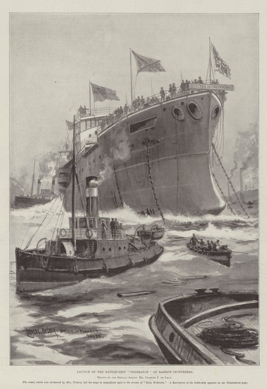 Launch of the Battle-Ship Vengeance at Barrow-in-Furness