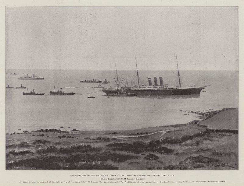 The Stranding of the Steam-Ship Paris, the Vessel as She Lies on the ...