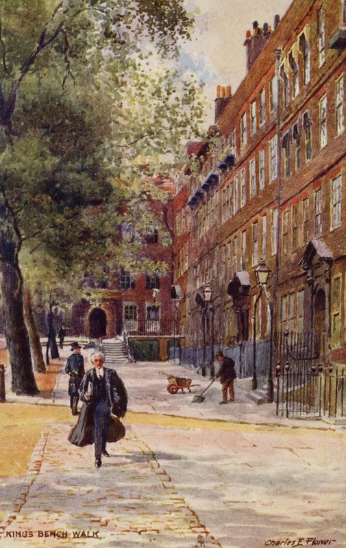 King's Bench Walk, London by Charles Edwin Flower