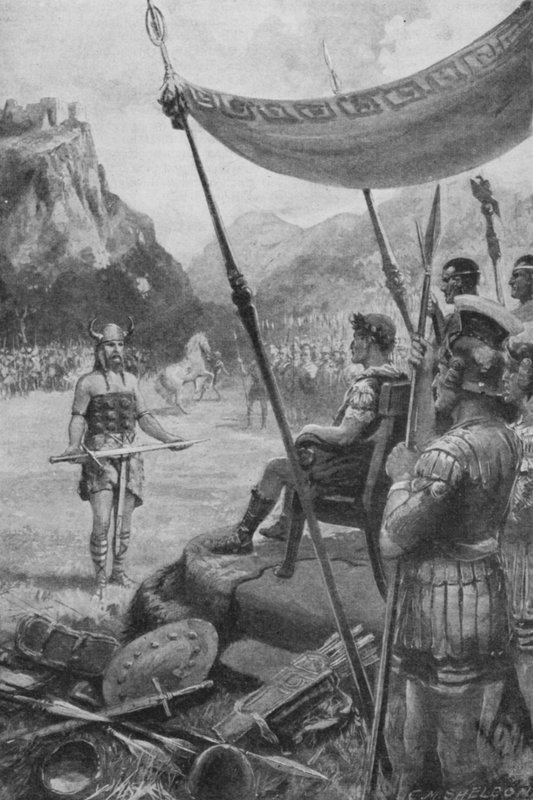 Julius Caesar receiving the submission of a defeated chieftain in Gaul