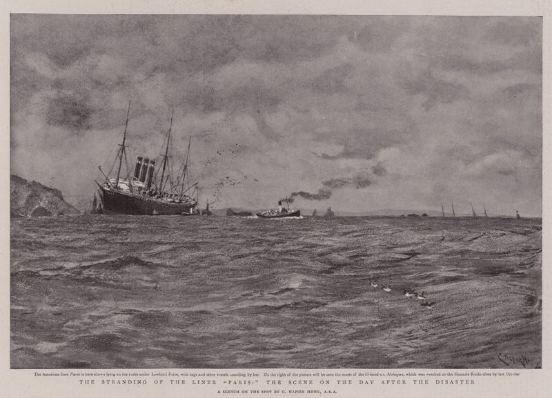 The Stranding of the Liner Paris, the Scene on the Day after the Disaster