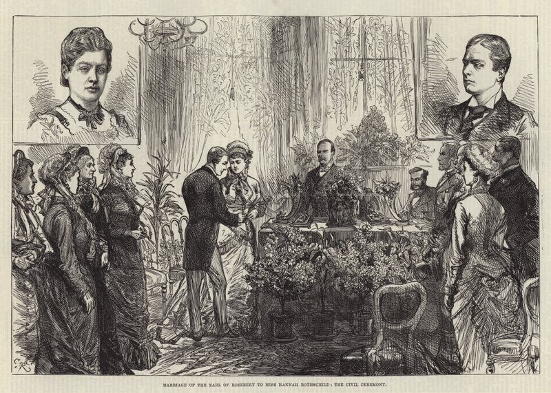 Marriage of the Earl of Rosebery to Miss Hannah Rothschild, the Civil ...