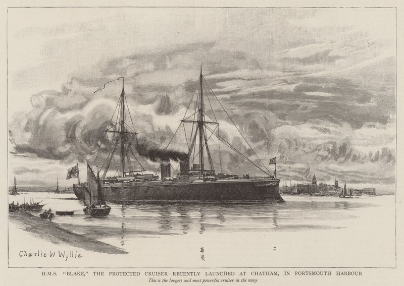 HMS Blake, the Protected Cruiser recently launched at Chatham, in ...