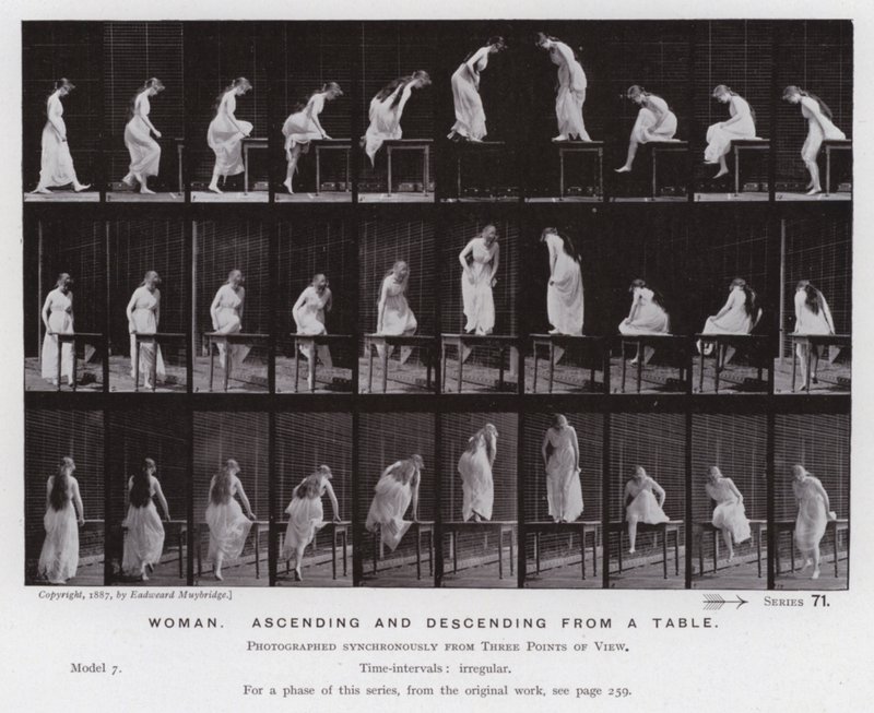 The Human Figure in Motion: Woman, ascending and descending from a table