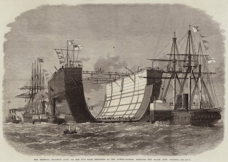 The Bermuda Floating Dock on her Way from Sheerness to the Downs ...