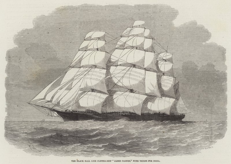 The Black Ball Line Clipper-Ship James Baines, with Troops for India