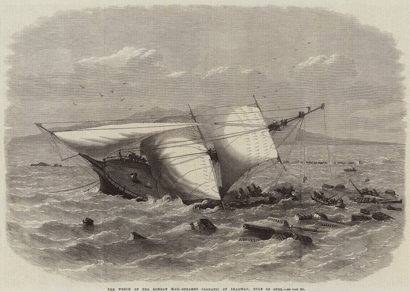 The Wreck of the Bombay Mail-Steamer Carnatic at Shadwan, Gulf of Suez