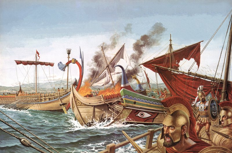 The Battle of Salamis, 480BC by English School