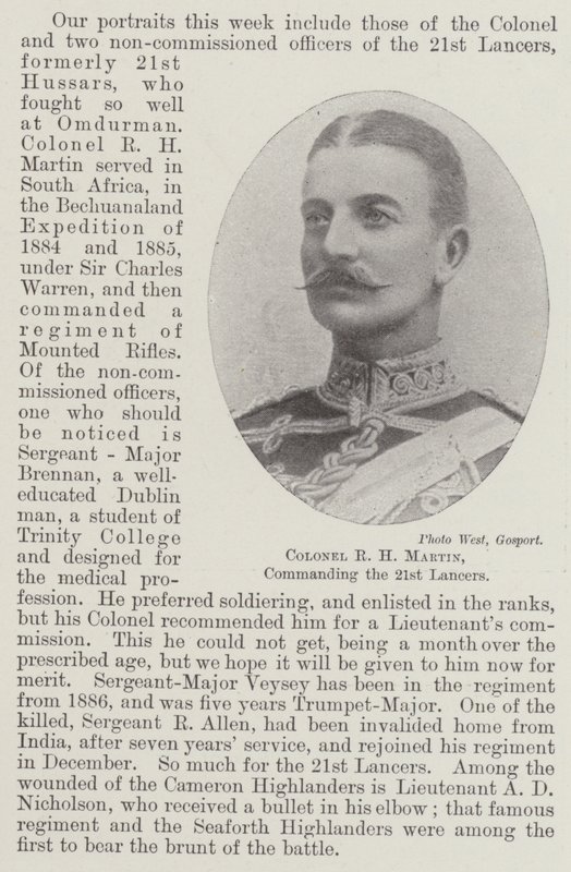 Colonel R H Martin, commanding the 21st Lancers
