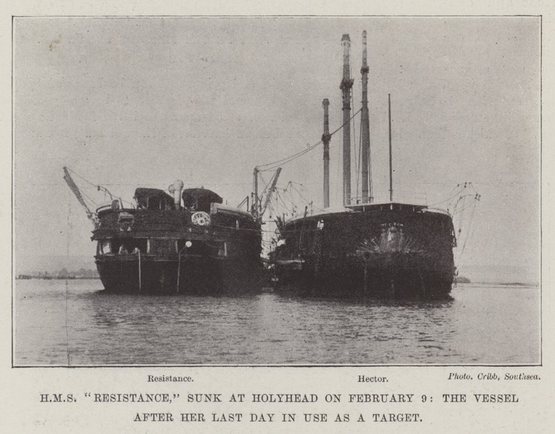 HMS Resistance, sunk at Holyhead on 9 February, the Vessel after her ...