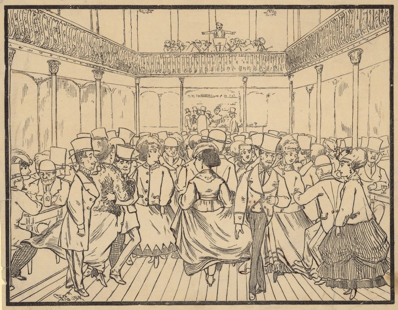 A Night Out at a Dance by English School: Fine art print