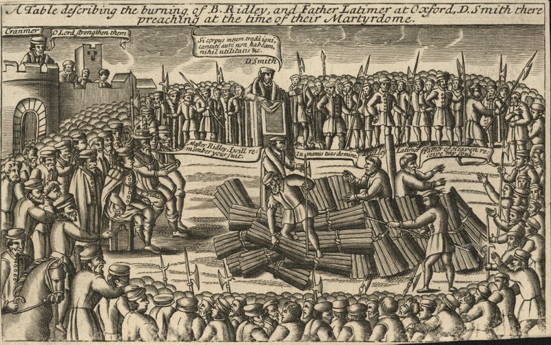 A Table Describing the Burning of Bishop Ridley and Father Latimer at ...