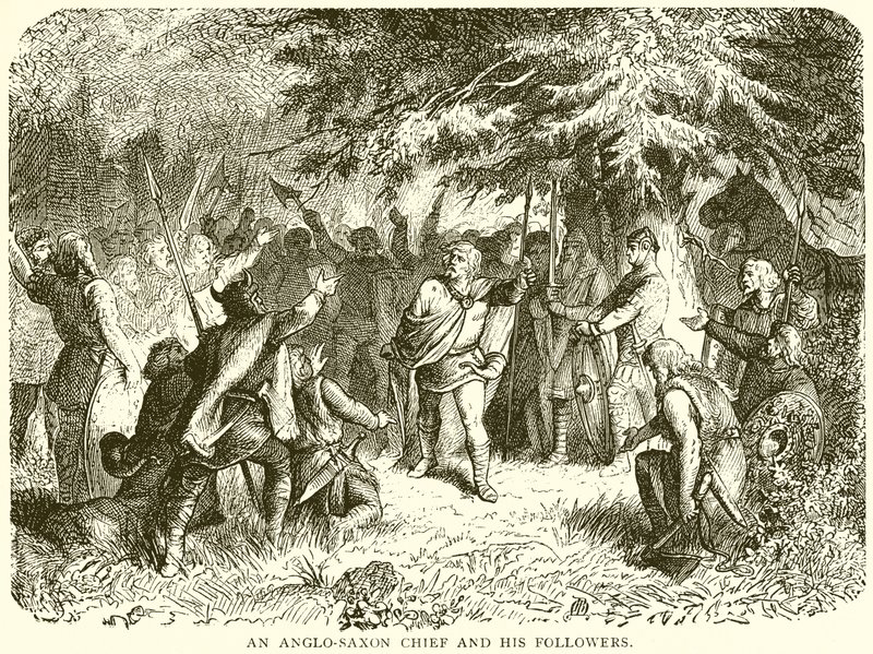 An Anglo-Saxon Chief and his Followers by English School