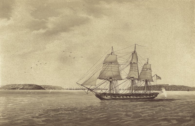 British Frigate HMS Fisgard, Commanded by Captain Thomas Byam Martin ...