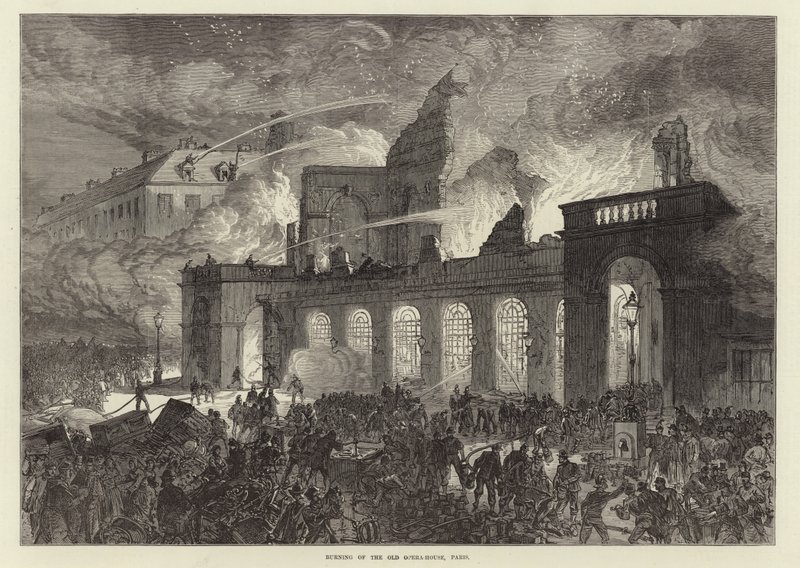 Burning of the Old Opera House, Paris by English School