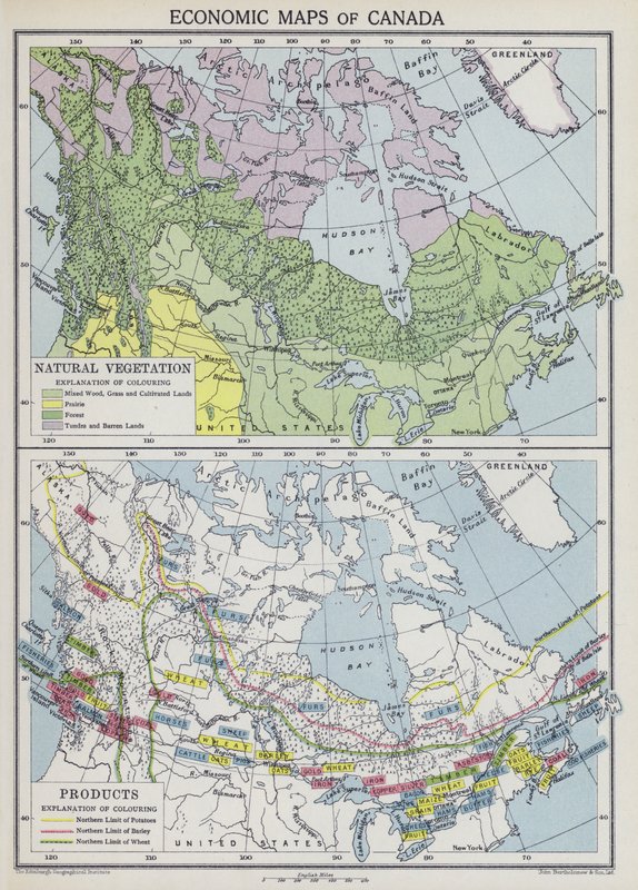 Economic Maps of Canada by English School: Fine art print