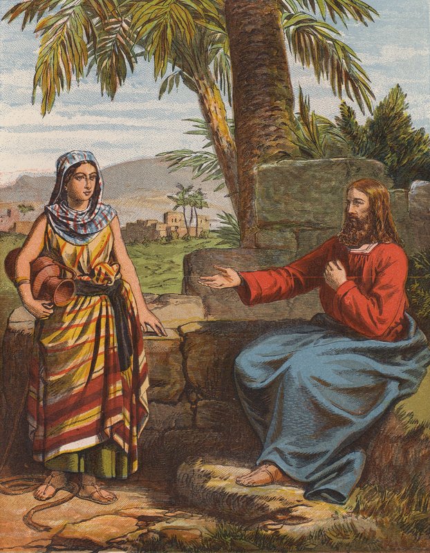 Jesus Christ and the woman of Samaria by English School