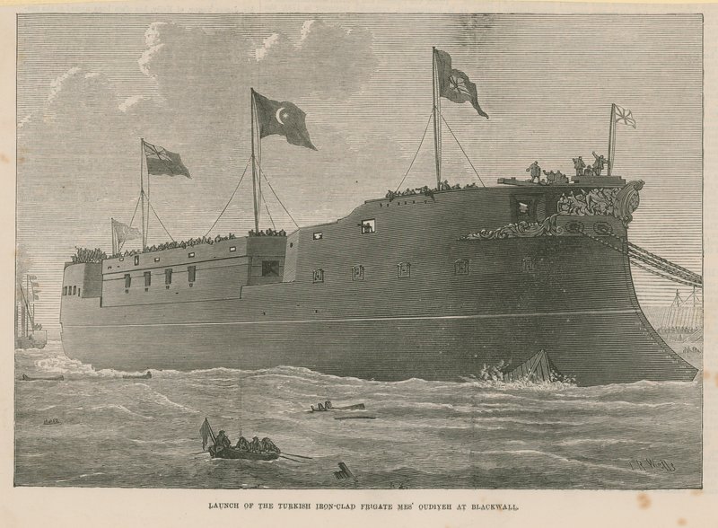 Launch of the Turkish Ironclad Frigate Mes Oudiyeh at Blackwall