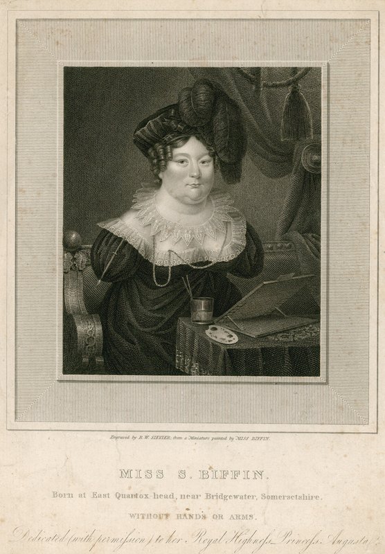 Miss Sarah Biffin, Artist by English School: Fine art print