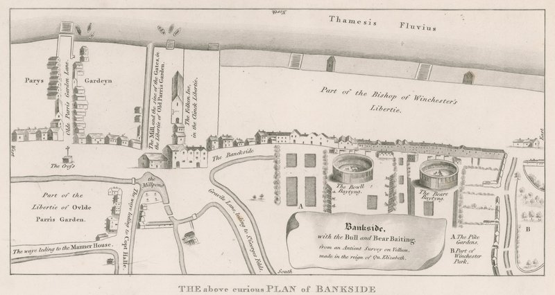 Plan of Bankside on the River Thames based on an ancient survey made in ...