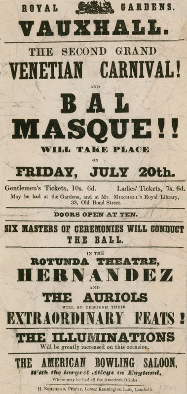 Promotional leaflet for The Second Grand Venetian Carnival and Bal ...
