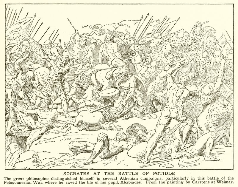Socrates at the Battle of Potidaea by English School