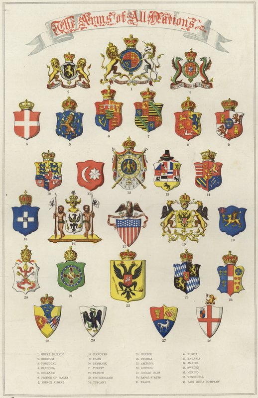 The Arms of All Nations by English School: Fine art print