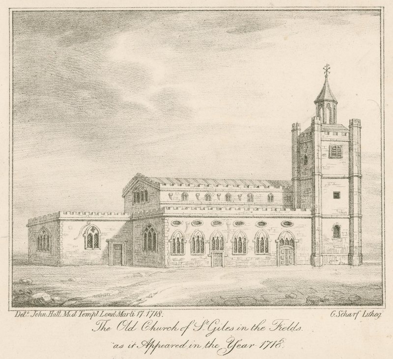 The old church of St Giles in the Fields, London, as it appeared in the ...