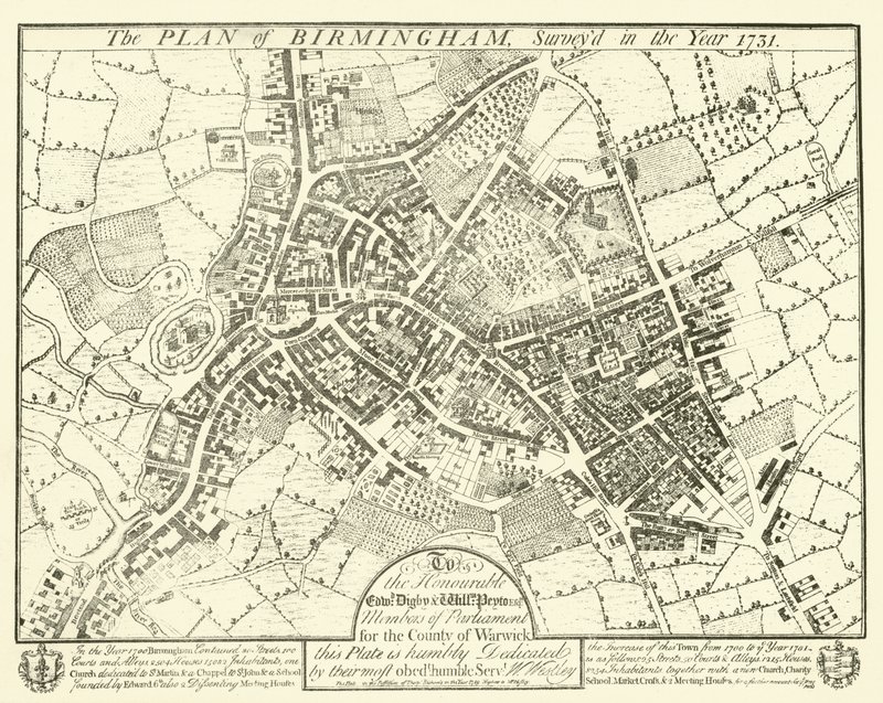 The Plan of Birmingham, Surveyed in the Year 1731