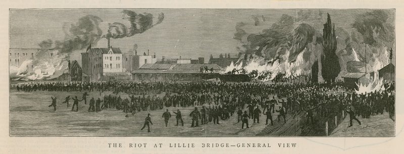 The Riot at Lillie Bridge, London by English School