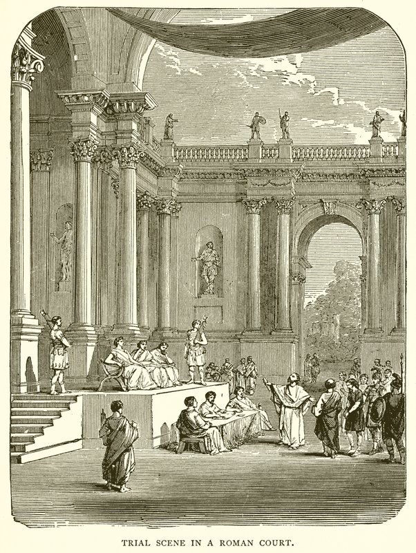Trial Scene in a Roman Court by English School