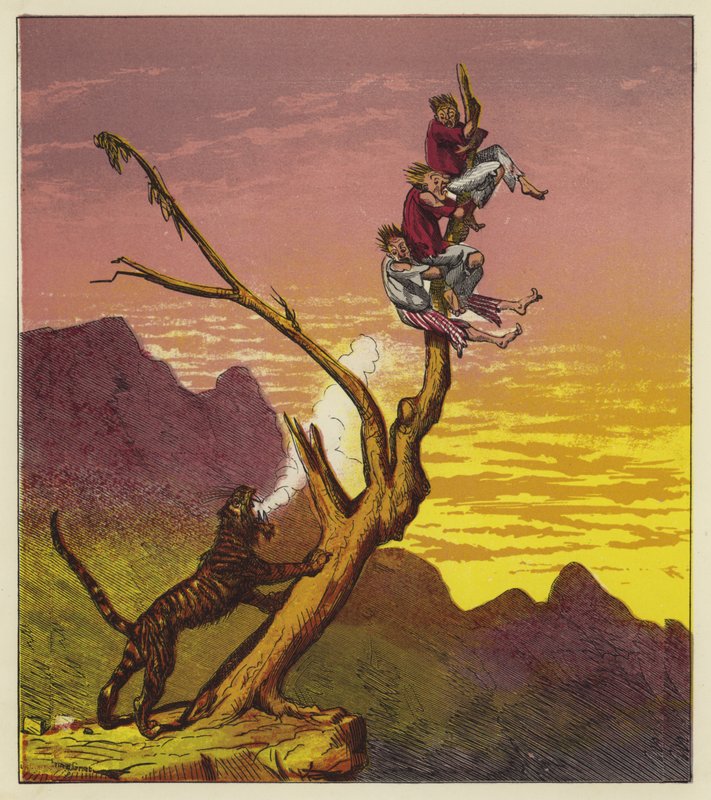 The Three Mariners Escape a Tiger by Climbing a Tree